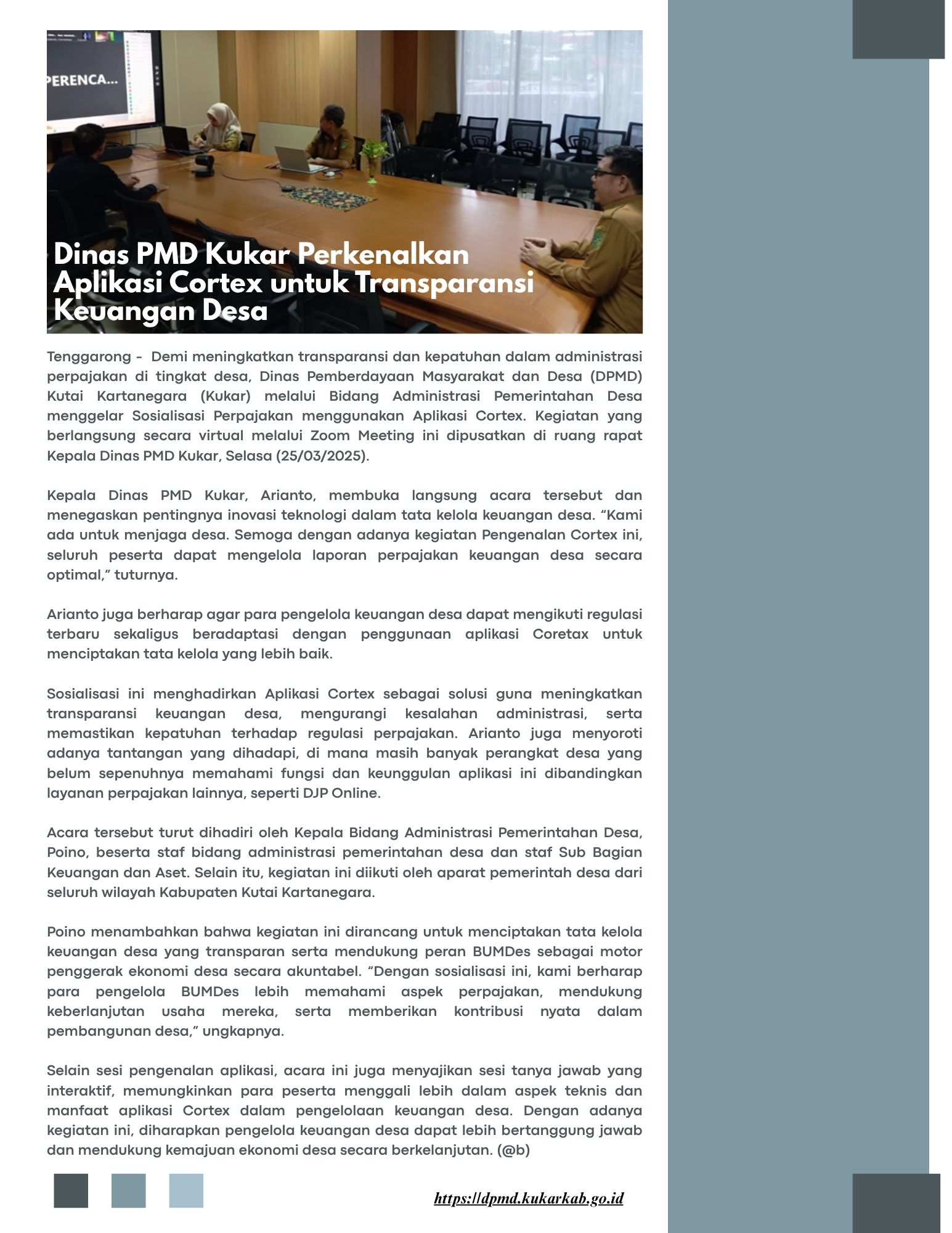 Dinas PMD Kukar Perkenalkan Aplikasi Cortex untuk Transparansi Keuangan ...