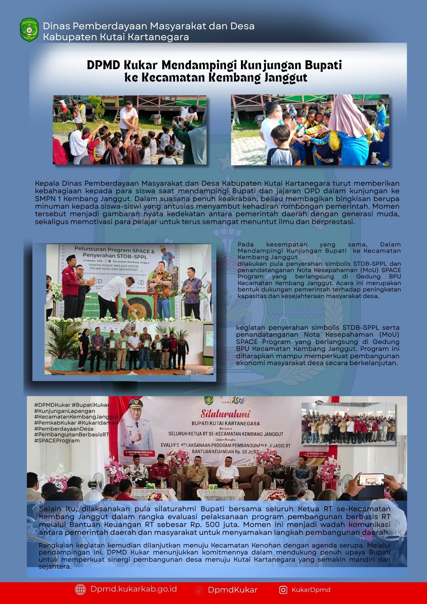 DPMD Kukar Mendampingi Kunjungan Bupati ke Kecamatan Kembang Janggut - DPMD