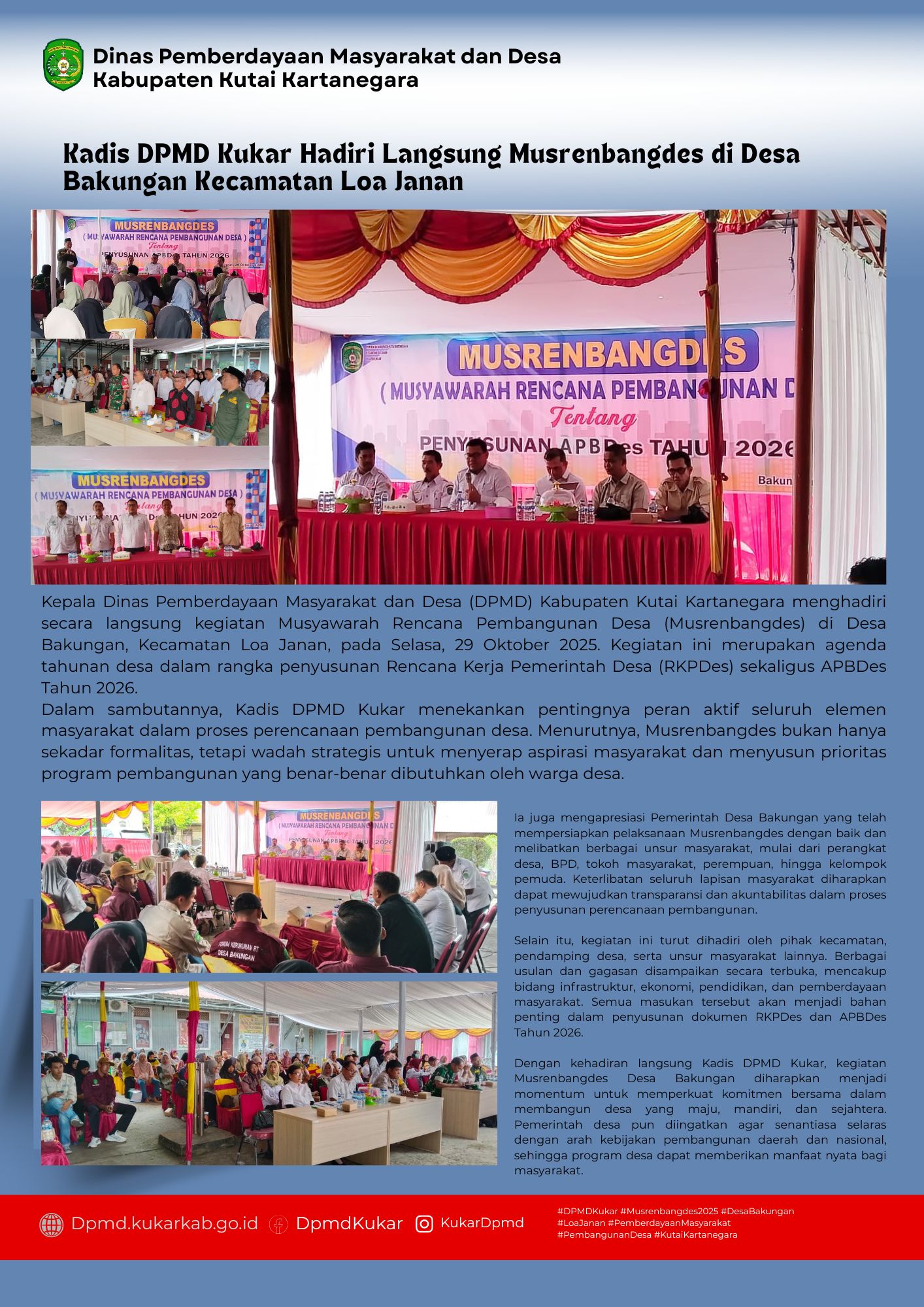 Kadis DPMD Kukar Hadiri Langsung Musrenbangdes di Desa Bakungan ...